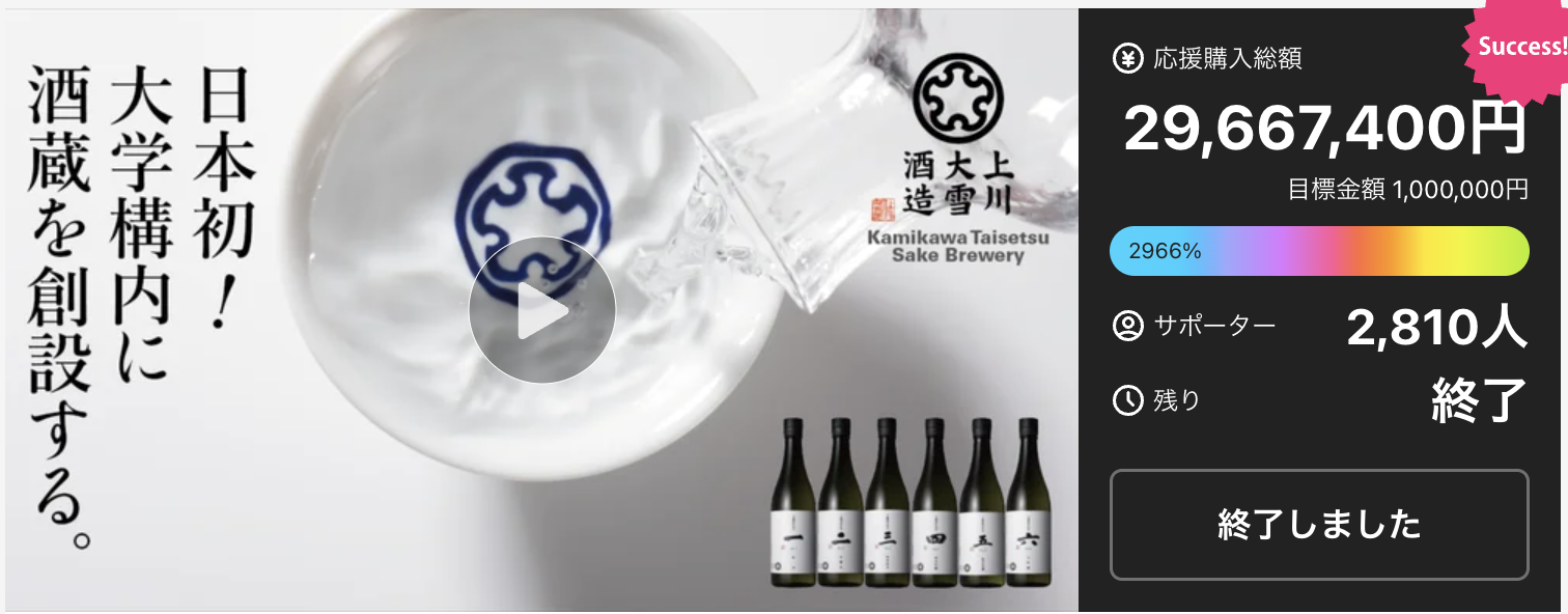 応援購入サービス「Makuake」を活用した日本酒の酒蔵が400蔵を突破 〜全国の酒蔵と日本酒ファンをつなぎ、新たな出会いや販路・顧客層の拡大へ〜 | 株式会社マクアケ（Makuake, Inc.)