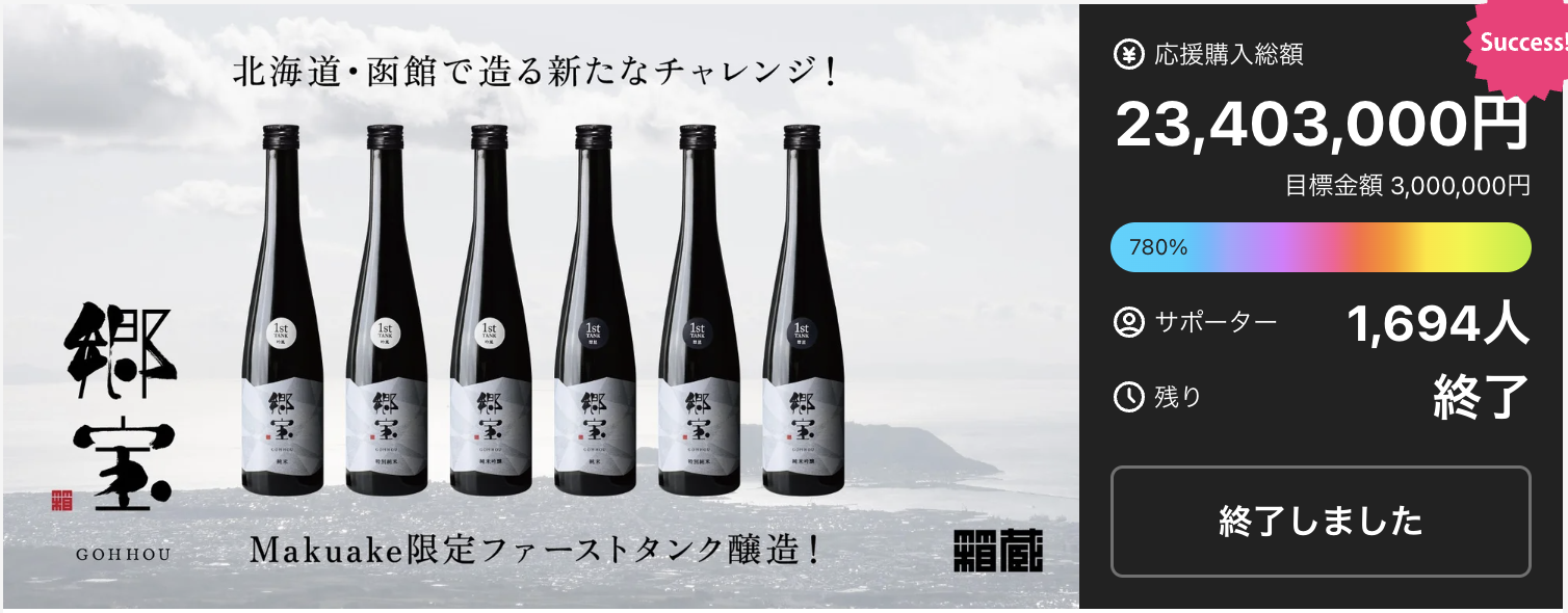 応援購入サービス「Makuake」を活用した日本酒の酒蔵が400蔵を突破 〜全国の酒蔵と日本酒ファンをつなぎ、新たな出会いや販路・顧客層の拡大へ〜 | 株式会社マクアケ（Makuake, Inc.)
